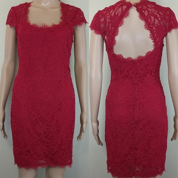 Jump | Dresses | Jump Sexy Red Lace Open Back Midi Dress Small | Poshmark